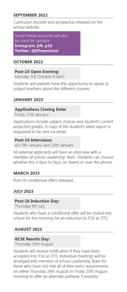 Application Process for Post-16 | John Taylor Free School